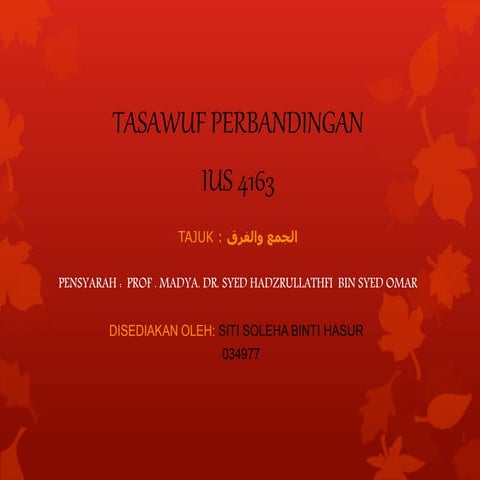 Tasawuf Al Jam'u wal farq | PPTX
