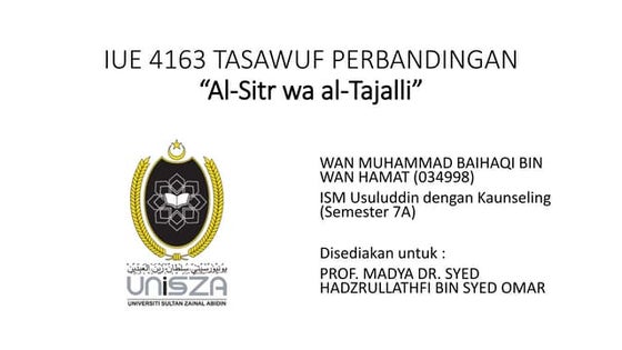 Al-Sitru dan Al-Tajalli | PPT