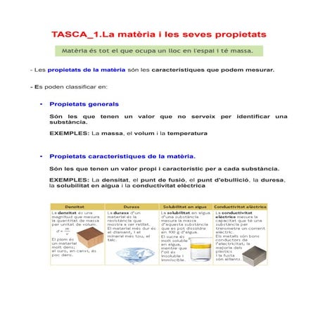 Tasca 1.la matèria i les seves propietats | PDF