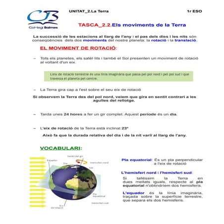 Tasca 2.2.els moviments de la terra | PDF