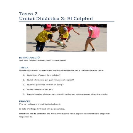 Tasca 2 el colpbol (ud3) | PDF