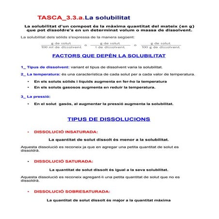Tasca 3.3.a.la solubilitat | PDF
