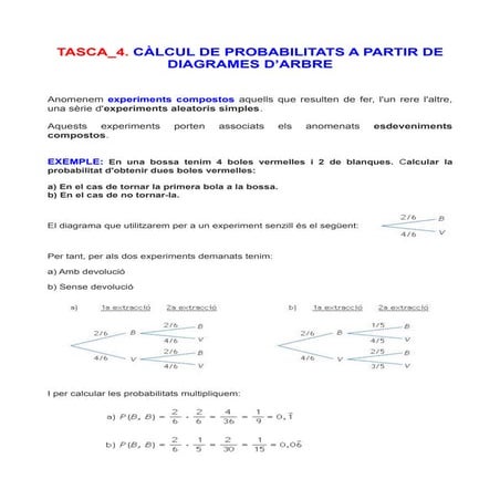 Tasca 4. càlcul de probabilitats a partir de diagrames d’arbre | PDF