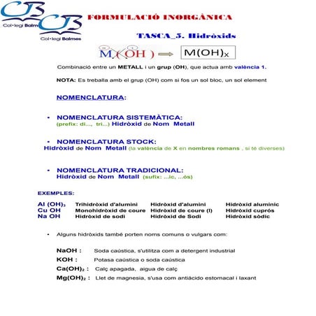 Tasca 5.hidroxids | PDF