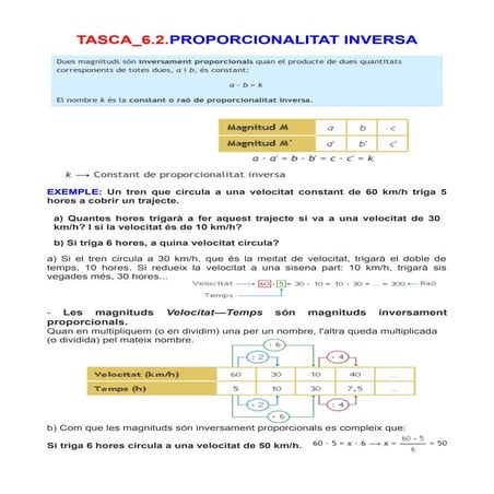Tasca 6.2.proporcionalitat inversa | PDF