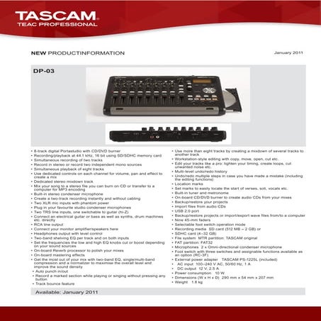 Tascam DP03 | PDF