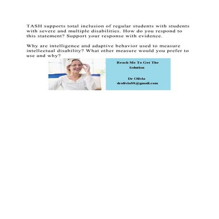 TASH supports total inclusion of regular students with students with.docx