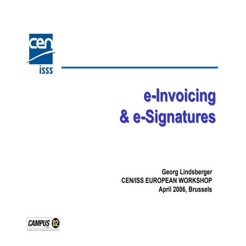 CEN/ISSS Task 2. e-Invoicing & e-Signatures | PDF | Desktop Publishing | Computer Software and ...