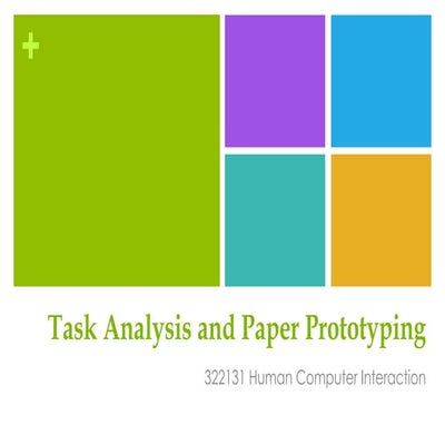 Task analysis and prototyping | PDF
