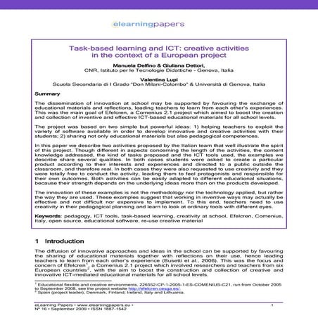 Task-based learning and ICT: creative activities in the context of a ...