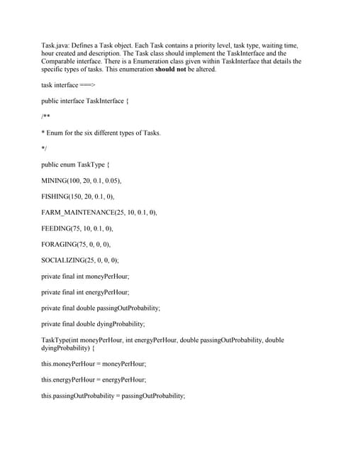 Task Java Defines A Task Object Each Task Contains A Priority Leveldocx