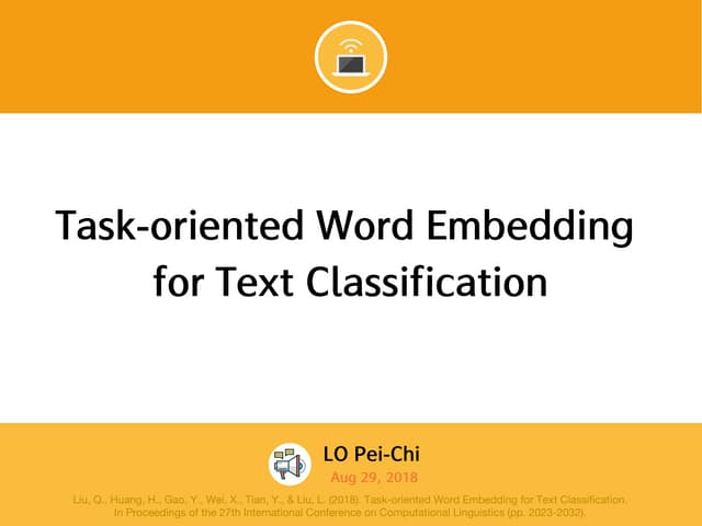 Task Oriented Word Embedding For Text Classification Ppt 4789