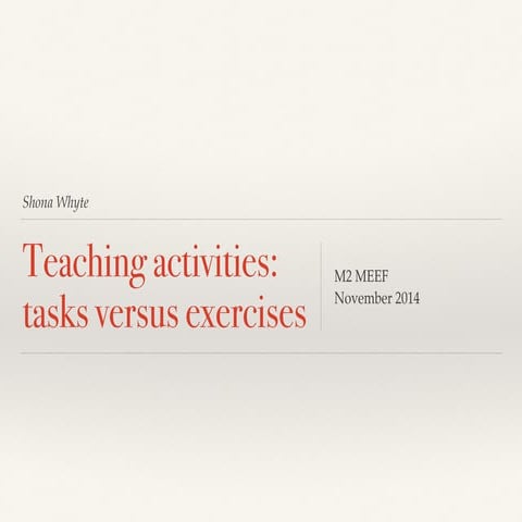 Task versus pedagogical exercise | PDF