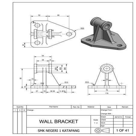 Autodesk inventor practice part drawings | PDF