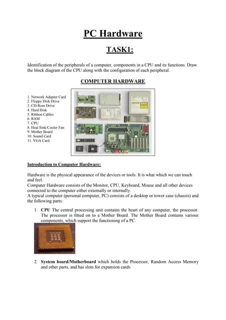 Pc hardware overview part 1 | PPSX | Computer Peripherals | Computing