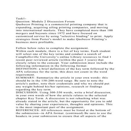 Task1-Question Module 2 Discussion ForumQuebecor Printing is .docx