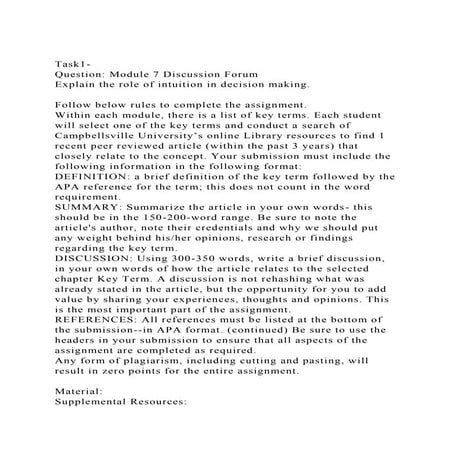 Task1-Question Module 7 Discussion ForumExplain the role of i.docx ...