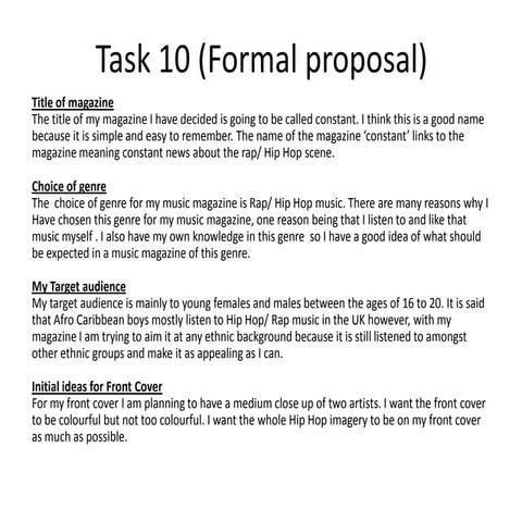 Task 10 (formal proposal) | PPTX