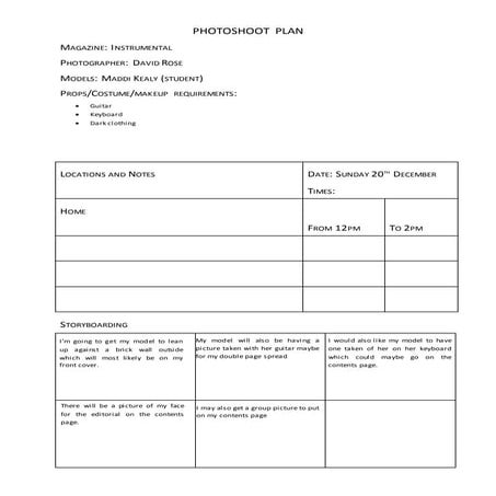 Task 10 photoshoot plan | DOCX