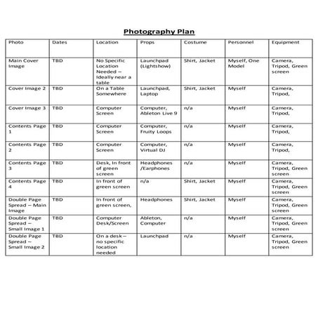 Task 11 photography plan | DOCX
