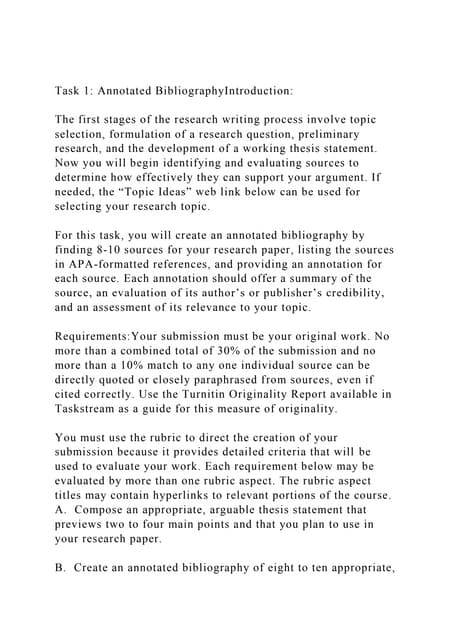 Assignment Choice #1: Annotated Bibliography | PDF
