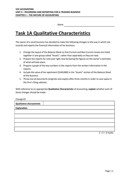 Chapter 1 - Accounting Theory Task A Solutions | PDF | Business ...
