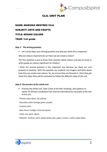 Module 1 activity clil unit plan template (2) | DOCX | Education