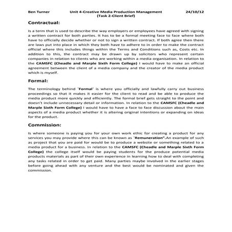 Task 2 client brief report | DOCX