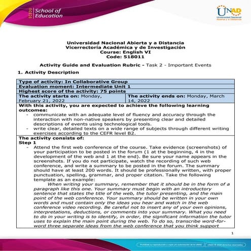 Task 2 important events | PDF