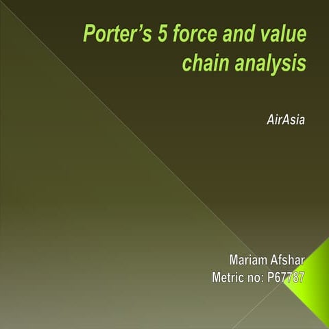 Porter's five forces and value chain model AirAsia | PPTX