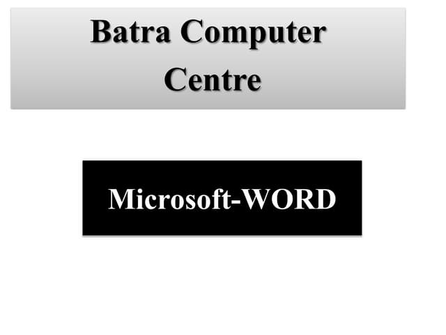 Introduction to MS Word | PPTX