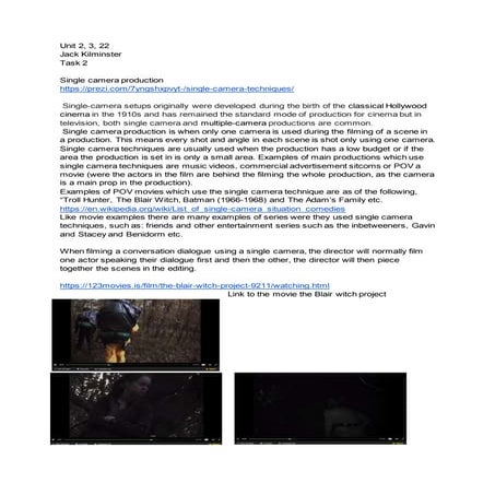 Task 2 unit 2 3 22 | DOCX | Video Production | Content Production