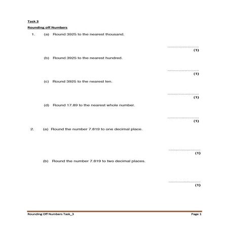 Rounding Off Numbers Worksheet | PDF