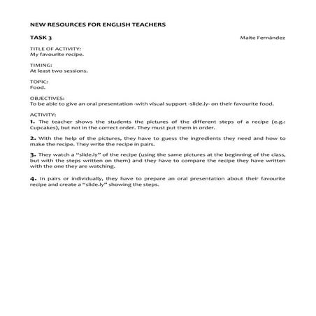 Task 3 my favourite recipe slidely | PDF