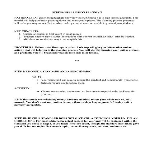 stress-free lesson planning | PDF