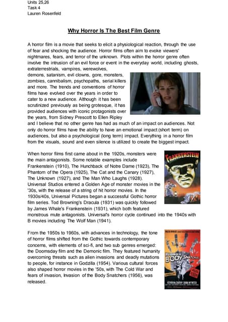 The Genre of Horror Movies and Their Influence Throughout American ...