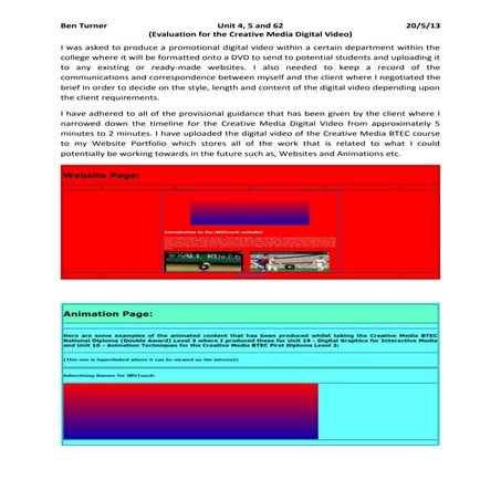 Task 5 evaluation for the creative media digital video project | DOCX ...