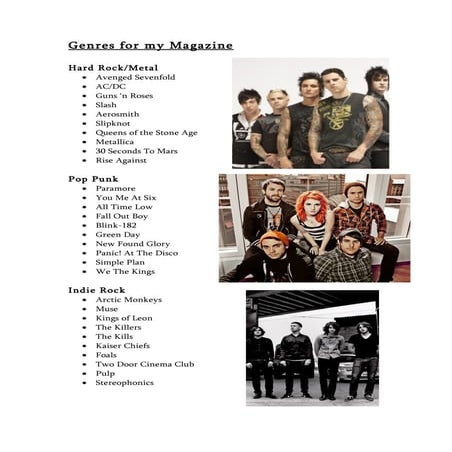 List of Rock Bands | DOC