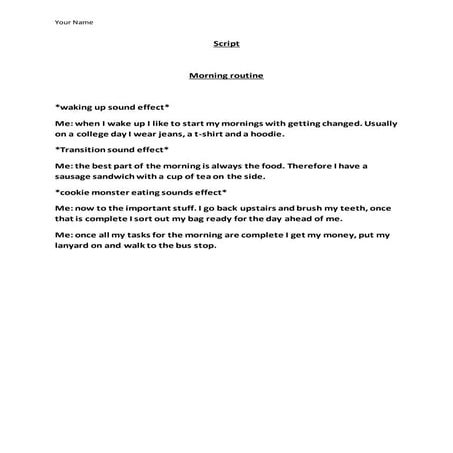 Task 6 script for morning routine | PDF