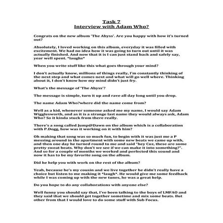 Task 7 | DOCX | Music | Entertainment