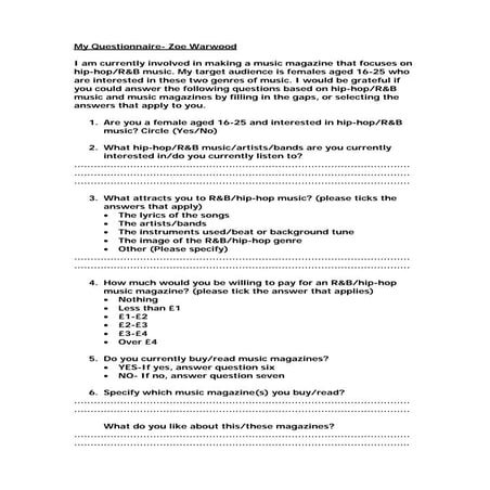 Questionnaire | DOCX