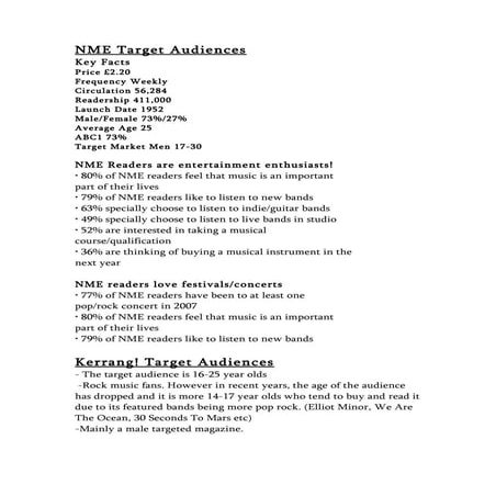 Target Audiences in NME and Kerrang! | DOC