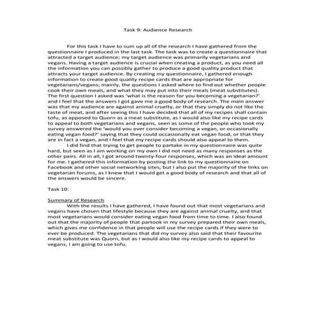 Task 9 | DOCX | Vegan Diets | Food & Drink