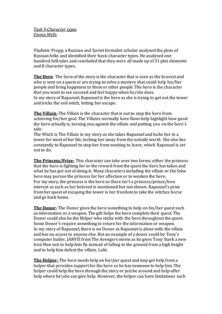 VladimiVladimir Propp's 7 Character Types and Their Relation to Our ...