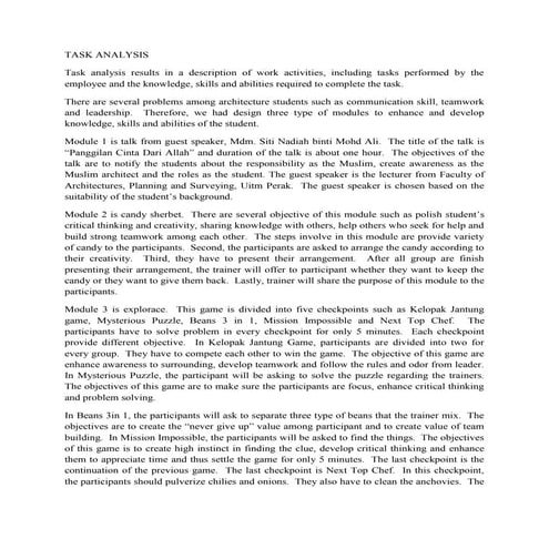 Task analysis | PDF