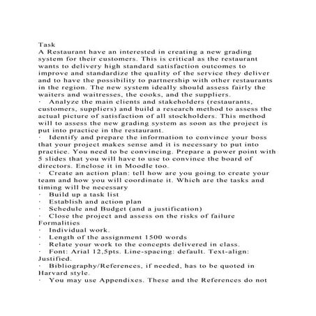 Task A Restaurant have an interested in creating a new grading s.docx
