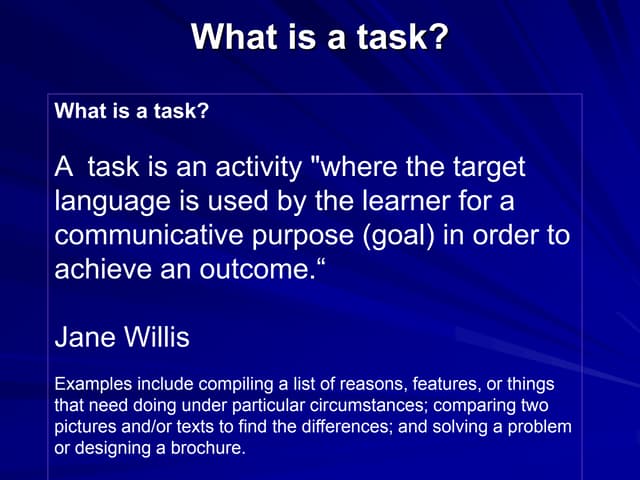 Aspects of task based syllabus design | PPT