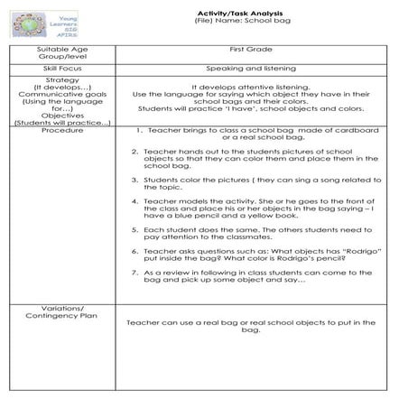Task Chart School Bag | DOC