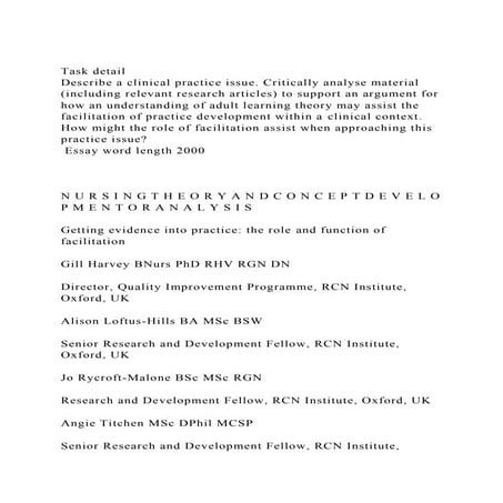 Task detailDescribe a clinical practice issue. Critically analys.docx