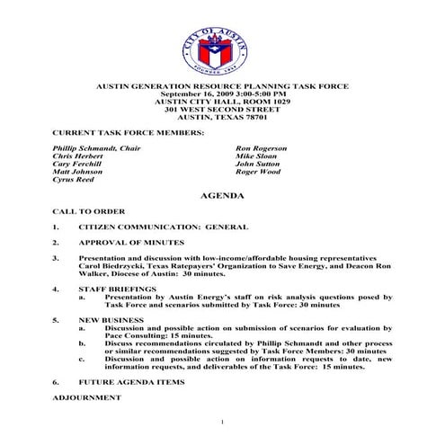 Task Force 9 16 09 Agenda | DOC